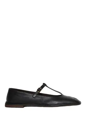 THE ROW Square T-strap Ballerina Flat - Black
