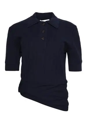 Victoria Beckham Twist Detail Polo Top - Navy