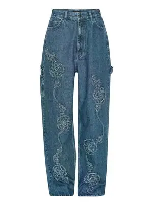 Remain Birger Christensen Floral Embellished Boyfriend Jeans - Blue