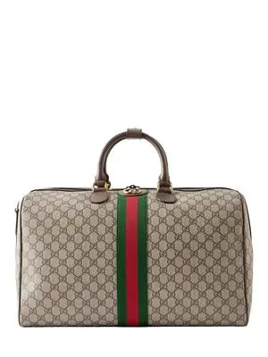 Gucci Savoy Leather And Webbing-trimmed Printed Coated-canvas Tote - Neutrals