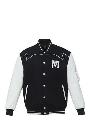 Mcm Studded Varsity Jacket - Black White