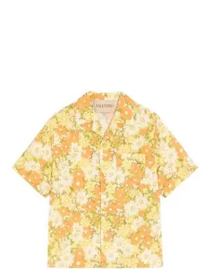 Valentino Garavani Silk Bowling Shirt With Papier Floral Print - Multicolour