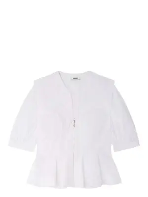 Sandro Zip-up Peplum Shirt - White