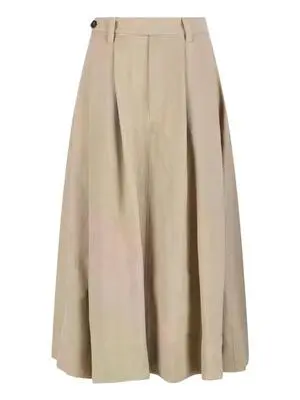 Brunello Cucinelli Pleated A-line Midi Skirt - Neutrals