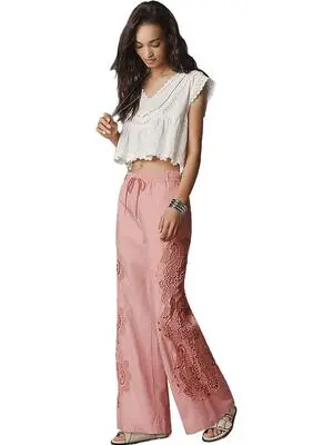 Maeve The Brooklin Embroidered Track Pants - Medium Pink