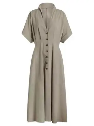 Alberta Ferretti Buttoned Silk Dress - Neutrals