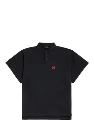 Balenciaga Laurel Classic Short Sleeve Oversized Polo - Black