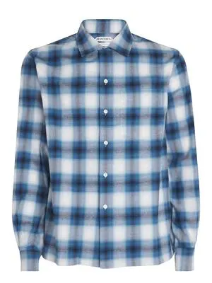 JW Anderson Brushed Gradient-check Overshirt - Blue