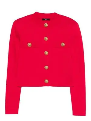 Balmain Buttoned Crewneck Cardigan - Pink