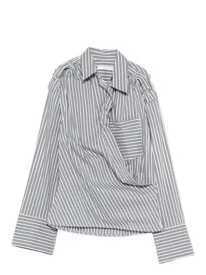 IRO PARIS Lace Striped Cotton Shirt - Sky Blue