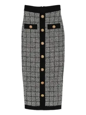 Balmain Tweed Long Skirt - Black