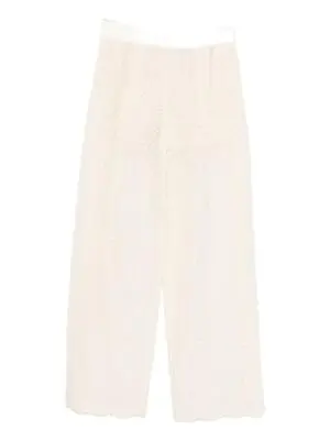 Ermanno Scervino Embroidered Wide-leg Trousers - White