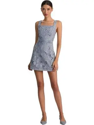 Alice + Olivia Maryann Laser-cut Denim Mini Dress - Blue
