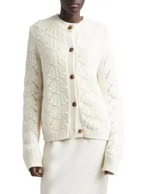 Loulou De Saison 3d Shell Knit Cashmere Cardigan - Ivory