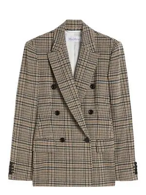 Max Mara Wool And Cotton Check Blazer - Grey