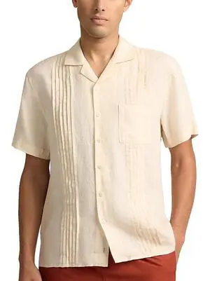 Onia Linen Pintuck Camp Shirt - Natural
