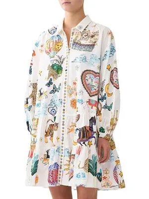 Camilla Printed Long Sleeve Tiered Dress - Kapadokya Kitsch