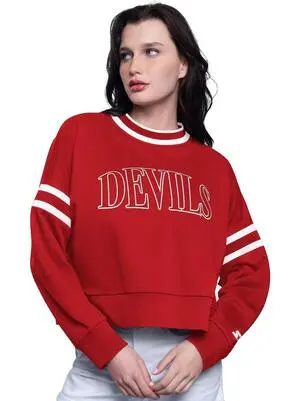 STARTER New Jersey Devils Power Play Cropped Pullover Sweatshirt By Starter Red
