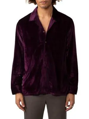 RAGA MAN Hemang Velour Button-up Shirt - Wine