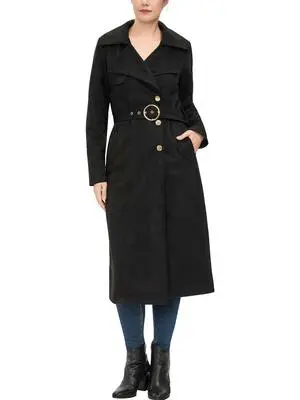 KIMI + KAI Natalia Faux Suede Trench Coat - Black