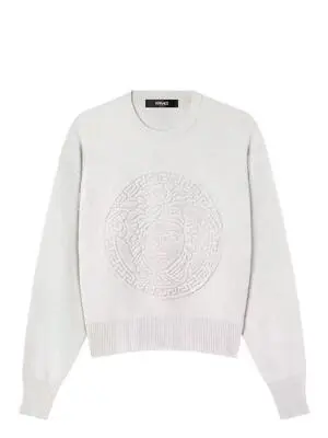 Versace Medusa Motif Crew-neck Sweater - Grey
