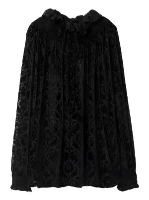Burberry Devoré-pattern Ruffled Blouse - Black
