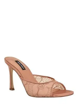 Nine West Kiscop Lace Stiletto Heel Slide Sandals - Light Natural