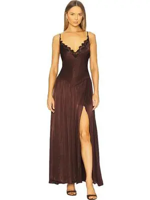 Bardot Aderia Lace Detail Maxi Dress - Dark Choco