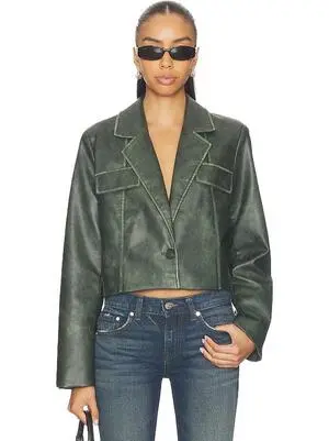 Superdown Blakely Faux Leather Jacket - Army Green