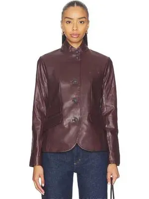 Rag & Bone Slade Leather Blazer - Burgundy