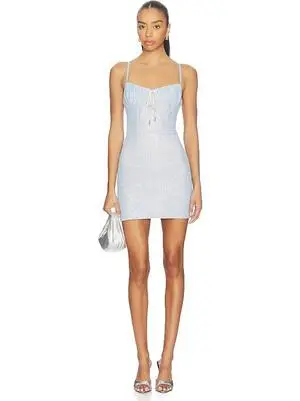AREA Crystal Embellished Hotfix Dress - Sky Blue