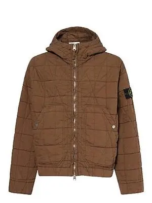 Stone Island Tela Quilted-tc Hooded Cotton-blend Jacket - Umber