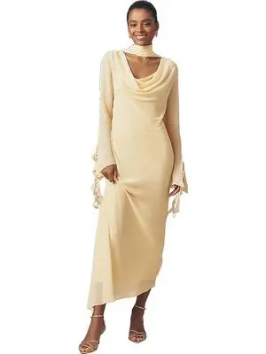 DE LA VALI Cristobal Cowl-Neck Maxi Dress