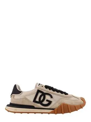 Dolce & Gabbana Nylon And Suede Sneakers With Dg Logo - Black