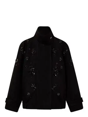 GOLDEN GOOSE Floral Sequined Denim Jacket - Black