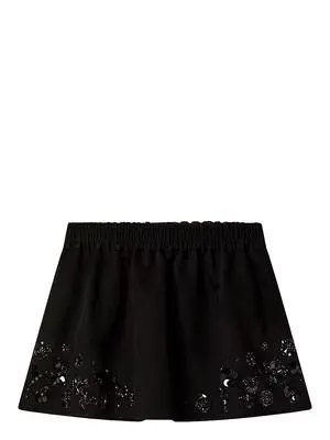 GOLDEN GOOSE Floral Sequined Cotton Blend Midi Skirt - Black