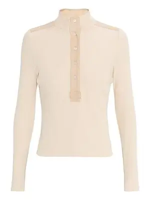 Veronica Beard Reynart Long-sleeve Rib-knit Top - Limestone