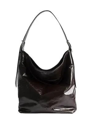 Zadig&Voltaire Jane Vintage Patent Leather Hobo Bag - Brownie