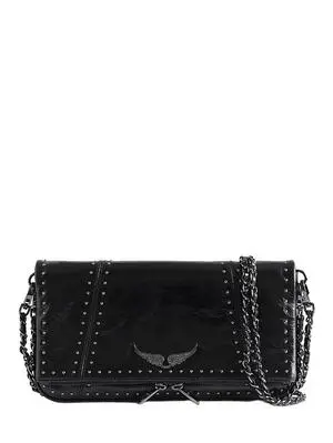 Zadig&Voltaire Rock Studded Vintage Patent Leather Clutch - Black