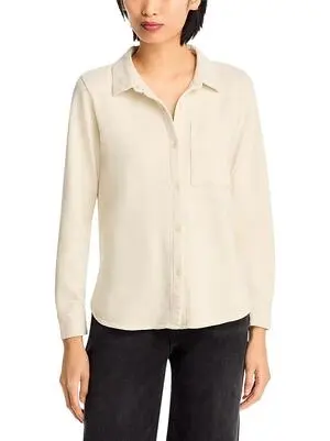 Eileen Fisher Garment Dyed Terry Classic Collar Shirt - Bone
