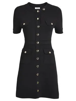Sandro Knitted Button-up Mini Dress - Black