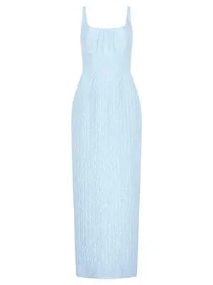 EMILIA WICKSTEAD Sharon Seersucker Column Dress - Blue