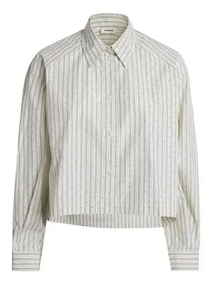 Sandro Rhinestone-embellished Stripe Shirt - Beige
