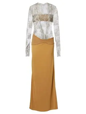 CHRISTOPHER ESBER Sèpienne Lace And Suede Gown