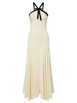 RODARTE Velvet-trimmed Silk Crêpe Maxi Dress - White