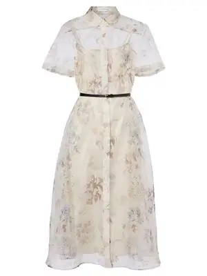 Altuzarra Kiera Floral Silk Midi Dress - White