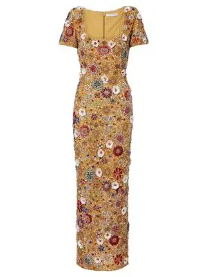 Rachel Gilbert Francesca Embellished Gown - Gold
