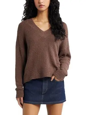 Bp. Oversized V-neck Sweater - Brown Quartz