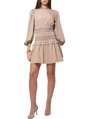 Adelyn Rae Nola Long Sleeve Mini Dress - Mocha