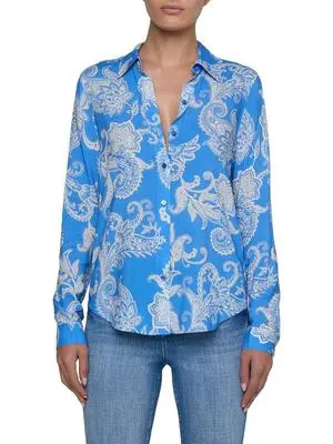 L'Agence Holly Paisley Print Button-up Shirt - Regatta Blue/ivy 2tone Paisley